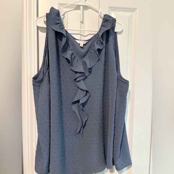 LC Lauren Conrad | Tops | Lc Lauren Conrad Blue Ruffled Blouse | Poshmark